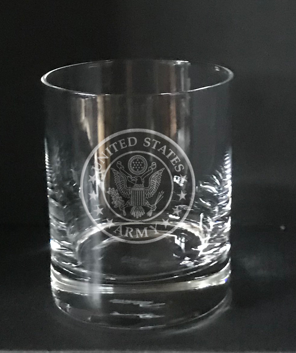 U.S. Army Insignia Engraved Whiskey Glass - Crystal House