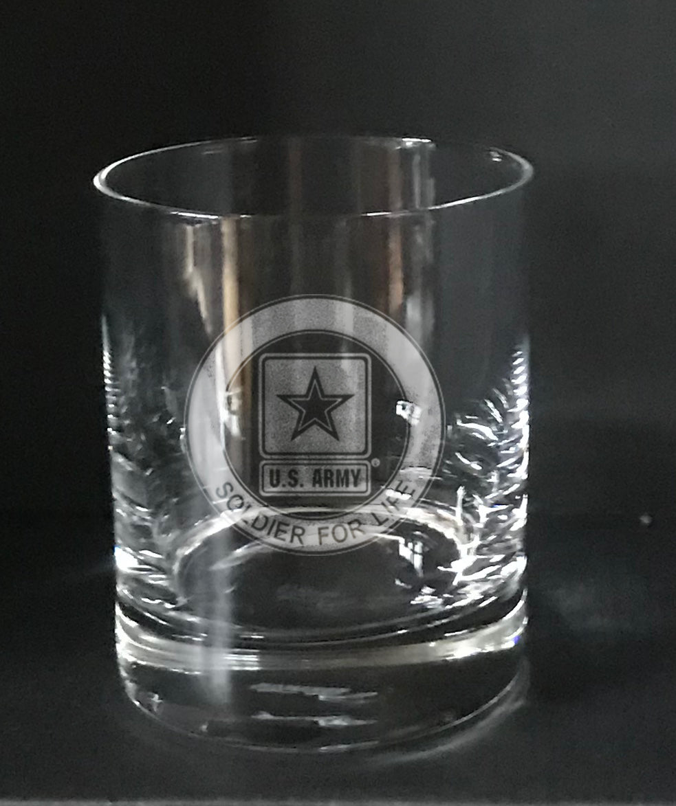 U.S Army Logo- 'Soldier for Life' Engraved Whiskey Glass Crystal House ...