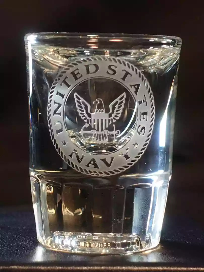 Military Insignia Shot Glasses | Etched Shot Glasses | Crystal House